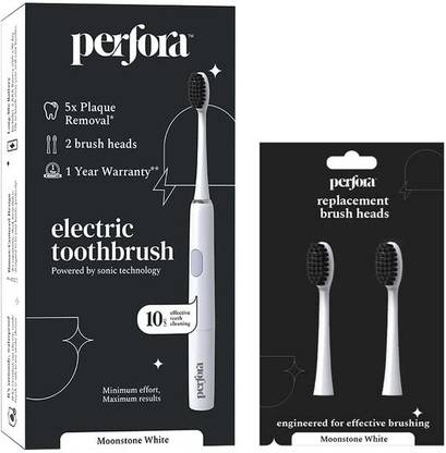 Perfora Electric Toothbrush with 4 Brush Heads - Battery Powered ...