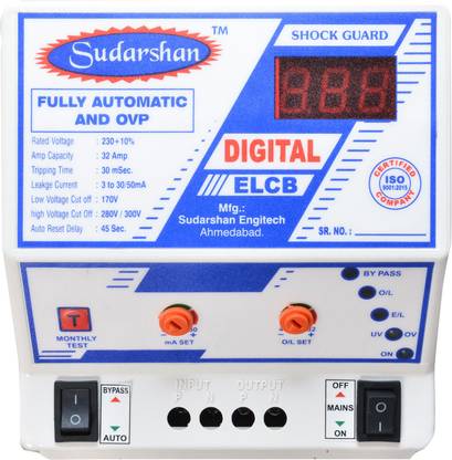 sudarshan Fully Auto Digital Single Phase ELCB + RCCB with All ...