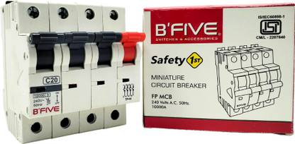 b'five C20A. Three Pole C Curve Tpn Mcb (Triple pole+Neutral) mcb BSF ...
