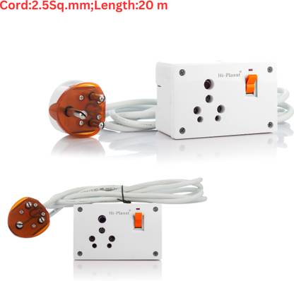 HI-PLASST Extension board with 1 mcb switch &16asocket with 20m length ...