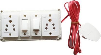 Xtralayers 4way Extension board (2switch 2socket ) 2m wire 6 A Five Pin ...