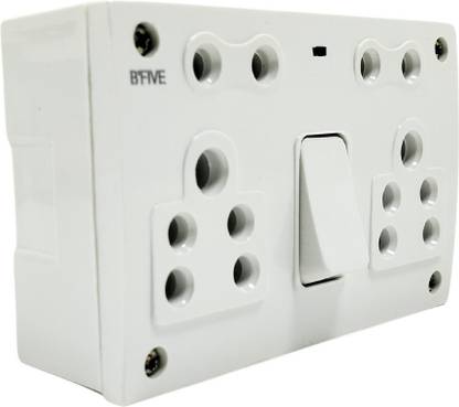 b'five 6 Amp. 6 in 1 Combined With Box Unbreakable Plastic switch ...