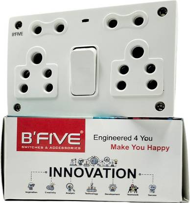 b'five 6 Amp. 6 in 1 Combined With Box Unbreakable Plastic switch ...