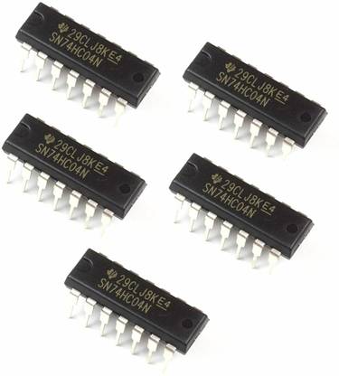 INVENTO 5Pcs SN74HC04N 7404 IC Inverter, 74HC04, 1 Input, 5.2 mA, 2 V ...