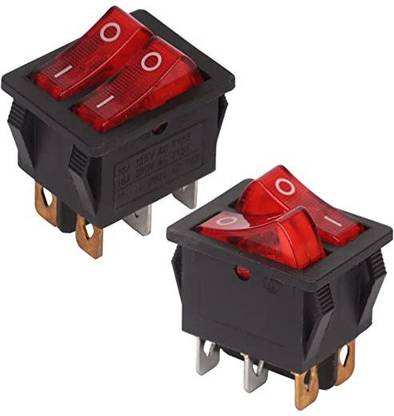 Prowans 16A/250V 16A/125V AC RED Rocker double Switch with light ...
