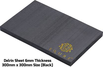 EXUBE Delrin Sheet 6mm Thickness 300mm x 300mm Size (Black) Electronic ...