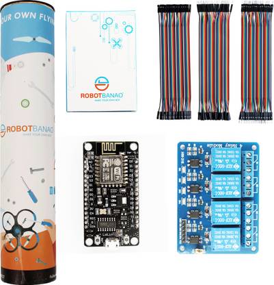 Robotbanao 4 Channel relay with NodeMCU and F-F jumper wires 10 Pcs Electronic Components ...