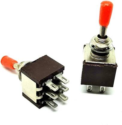 NexElectronic 6 Pin Toggle Switch SPDT (3A 250V) (Pack of 2) Black ...