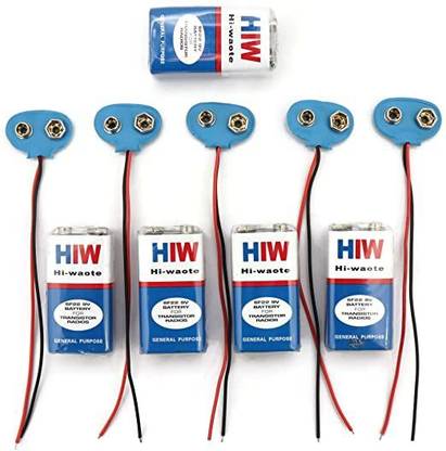 Prowans COMBO Of 9v Battery And 9V Battery Connector -Pair Of 5 ...