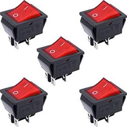 samest Red Rocker Button switch DPST 4 Terminals AC Heavy Duty Power ...
