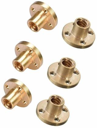 INVENTO 6Pcs M6 nut 1mm Pitch 6mm T Nut Brass round Flange Single Nut ...