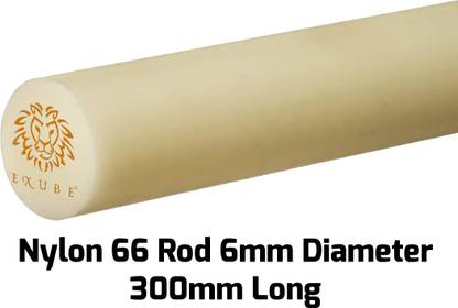 EXUBE Nylon 66 Rod 6mm Diameter 300mm Long Food Grade Easily Machined ...