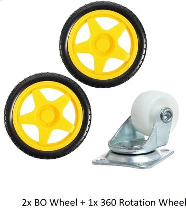 DevSstore 65mm Wheel RC Smart Robot Car (Yellow) & 360 Rotational ...