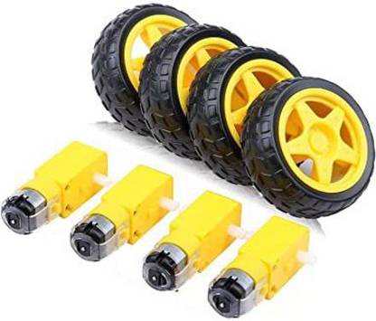samest 4Duel Shaft Bo Motor 150 Rpm With Wheel, Black and Yellow DC ...