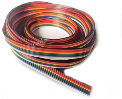 yentel (2 Meter) Ribbon Wire 10 Colors Flat Ribbon Cable Rainbow Ribbon ...