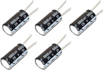 ERH India 5 Pcs 6800uf Capacitor 25v Volts 6800 uf Radial Lead ...