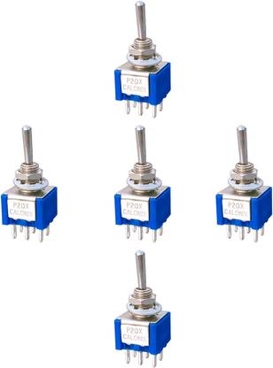 TCS ON-OFF-ON 3 Position 3A 250V 6 Pin Toggle Switch (Pack of 5Pcs ...