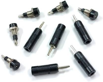 ERH India (5 Pair Black) 2mm Banana Pin Connector Male Electronic ...