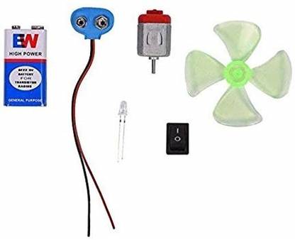 ERH India 4.5-5v dc motor, mini fan blade, 9v battery and led ...