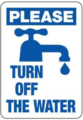 Paper Plane Design PLease turn off the water Emergency Sign Price in ...