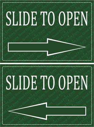 GOODPRINTZONE Slide to open door signeg sticker multi green color Size ...