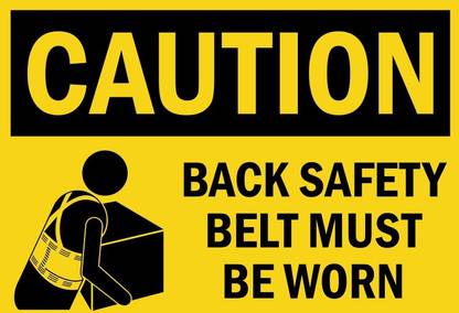 RLDigitalUnits CAUTION BACK SAFETY BELT MUST BE WORN Emergency Sign ...