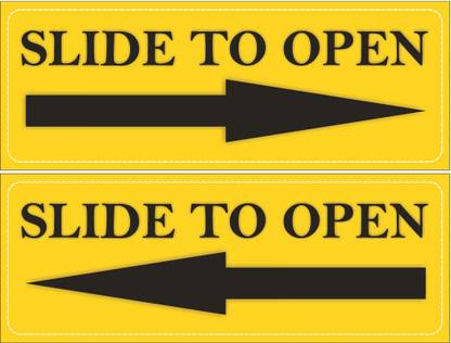 GOODPRINTZONE Slide to open door sticker signsge Golden color size 3X8 ...