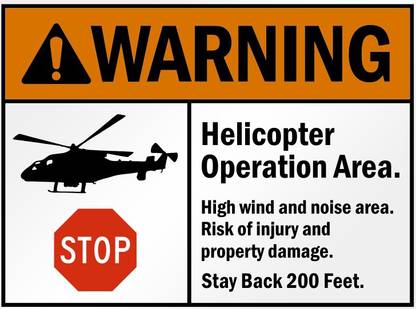 RLDigitalUnits WARNING HELICOPTER OPERATION AREA SIGN BOARD Emergency ...