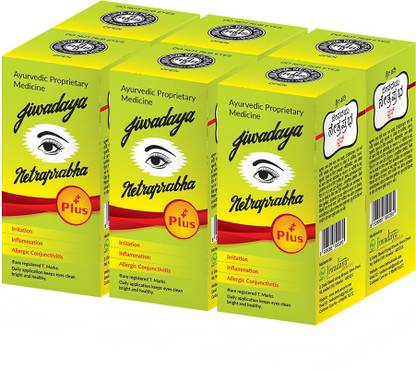 Jiwadaya Netraprabha Plus Ayurvedic Herbal Eye Drops for Dry eyes (Pack of 6X10ml) Eye Drops ...