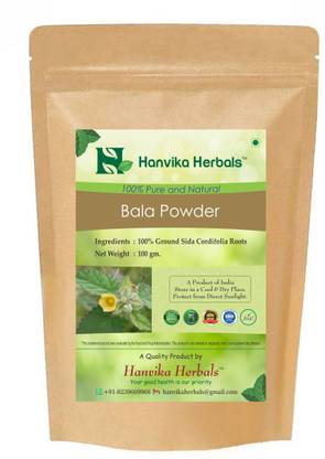 hanvika herbals Bala Powder - 100% Sida Cordifolia Roots (100 gm ...