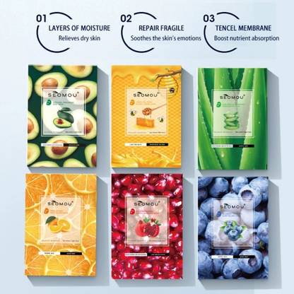 SEOMOU Skin Brightening FACE MASK PACK OF 6 (O,H,A,O,P,B) - Price in ...