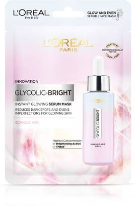 L'Oréal Paris Glycolic Bright Glowing Serum Sheet Mask | Glycolic Acid ...