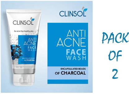 Clinsol FACEWASH WITH CHARCOAL FOR ACNE FREE & BRIGHTNING SKIN PACK OF ...