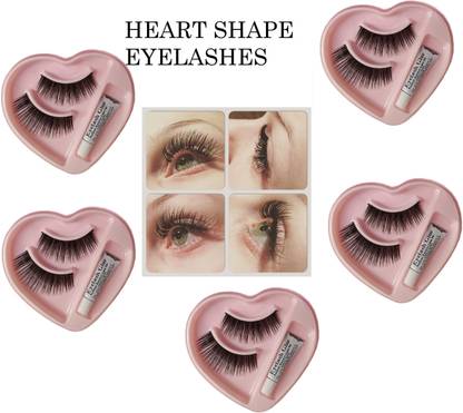 BLUEMERMAID New Eye Look Heart shape Eyelashes with glue pack of 5 ...