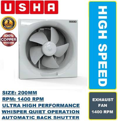 USHA CRISP AIR 200MM NOISELESS AUTOMATIC SHUTTER 100% COPPER LONGER ...