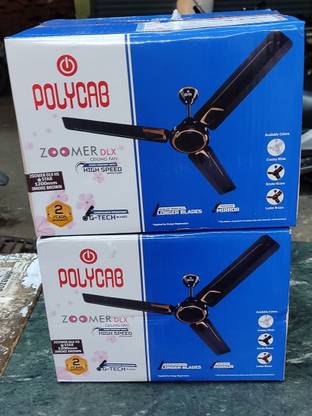 Polycab Zoomer dlx 1 Star 1200 mm Silent Operation 3 Blade Ceiling Fan ...