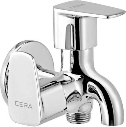 CERA - VINE 2-Way Bib Cock with Side Handle, Wall Flange and Aerator Chrome Finished Bib Tap ...