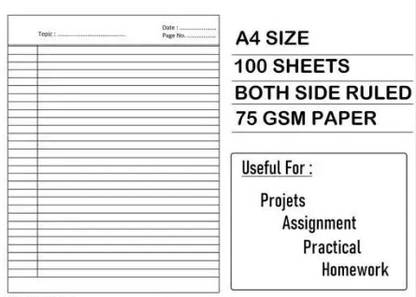 Omkara (100) A4 Size Both Side Ruled Sheet for Project/Assignment ...