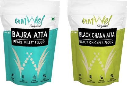 Amwel Combo of Bajra Atta + Black Chana Atta | Pearl Millet flour ...