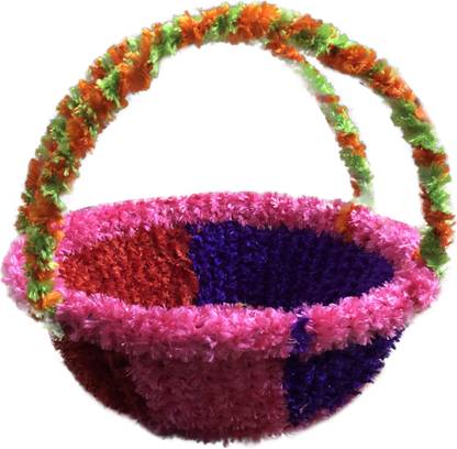 FURBISH TRADERS Furbish Puja Ki Tokri 001 Plastic, Wool Flower Basket ...