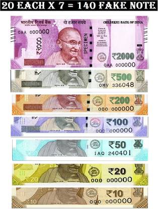 BRAND HOME India Dummy Currency Notes (20 Each x 7=140) Fake Note for ...