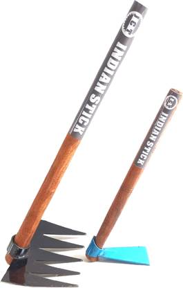 JCT IRON RAKE WITH WOODEN HANDLE 70CM&MINI IRON SPADE(KODARI) WITH ...