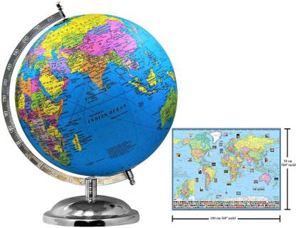 Savy 12 Inch Globe with World Map Steel Metal ArcBase Multicolor ...