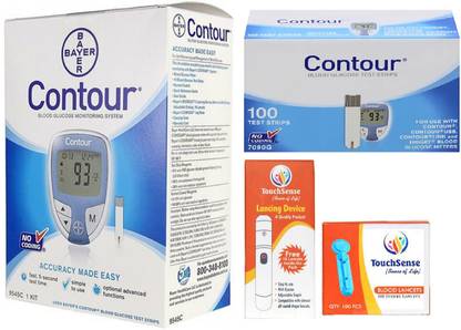 Contour Blue meter with 100 strips 1lancing device 100 lancet ...