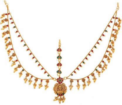 YELLOW CHIMES Head Chain Women Gold Toned Multicolored Layered Bridal ...