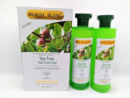 BEAUTE BLANC Tea Tree Hair Color Gel Ammonia Free 1000 ML , Black ...