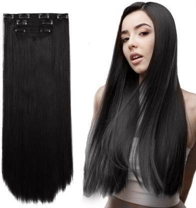 DIYA DIVINE Human Extension Clip in 3 Piece Set Straight 30 Inch BLACK ...