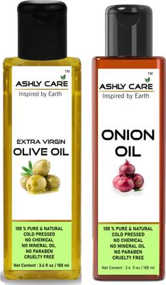 ashly care Combo onion oil & Extra Virgin Olive Oil , 240ml -Pack of 2 ...