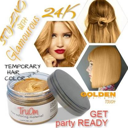 TruOm Golden Wax Temporary Hair Styling Color Mousse (Unisex) Hair Wax ...