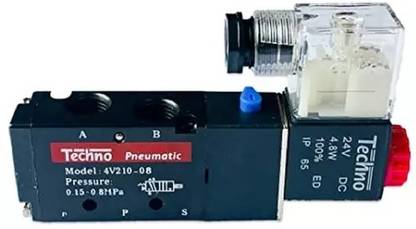 TECHNO 1/4 Inch 5/2 Way 24V DC Single Solenoid Valve 4V-210-08 ...